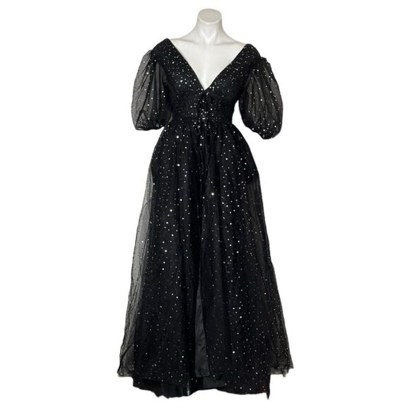 Dresses | Lavetir Black Evening Gown Prom Sparkly Stars Moons Womens ...